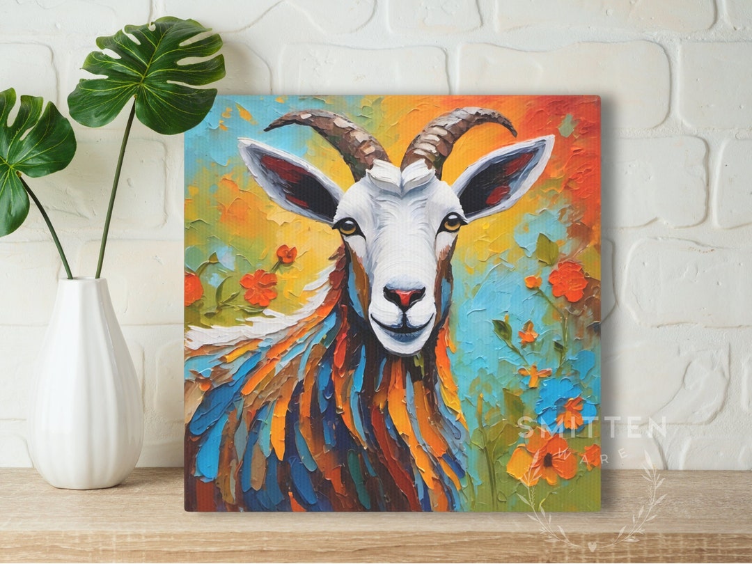 Goat Art Print, Ceramic Tile or Canvas Wall Art, Original Oil Painting ...