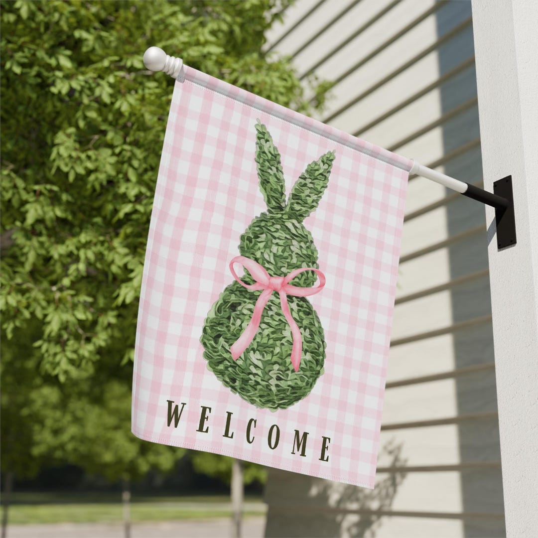 Personalized Easter House Flag, Custom Pink and Green Spring Garden ...