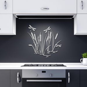 Metal Cattails and Dragonfly Wall Art, Metal Dragonfly Wall Decor ...