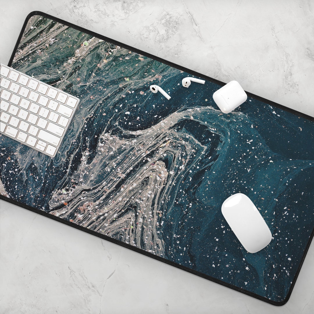 Blue Water Desk Mat, Aesthetic Ocean Wave Mouse Pad, Abstract Art ...