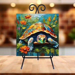 Land Box Turtle Art Print, Ceramic Tile or Canvas Wall Art, Original ...