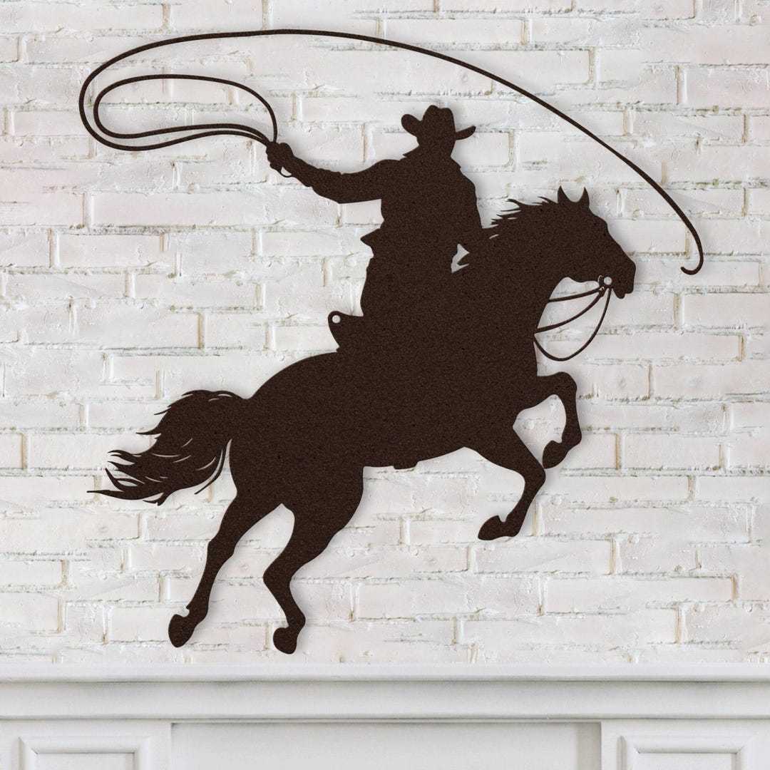 Metal Cowboy Wall Art, Metal Cowboy Sign, Cowboy Silhouette Western ...
