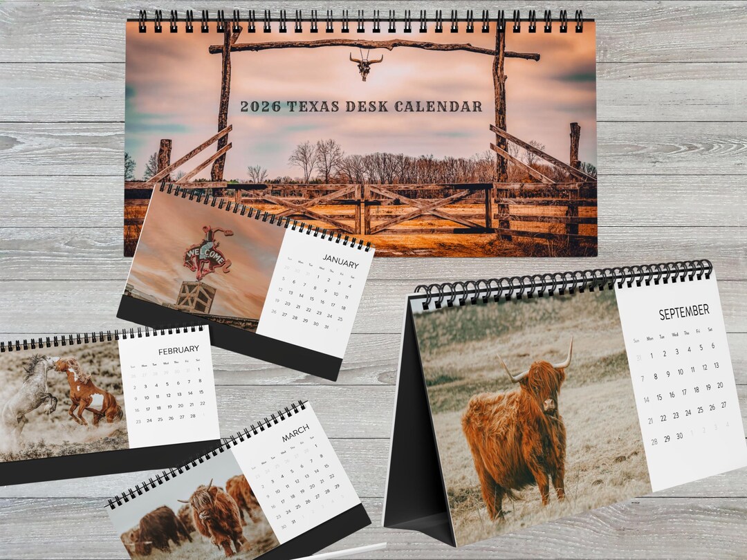 2026 Desk Calendar Texas, 2026 Calendar With Texas Art Photography ...
