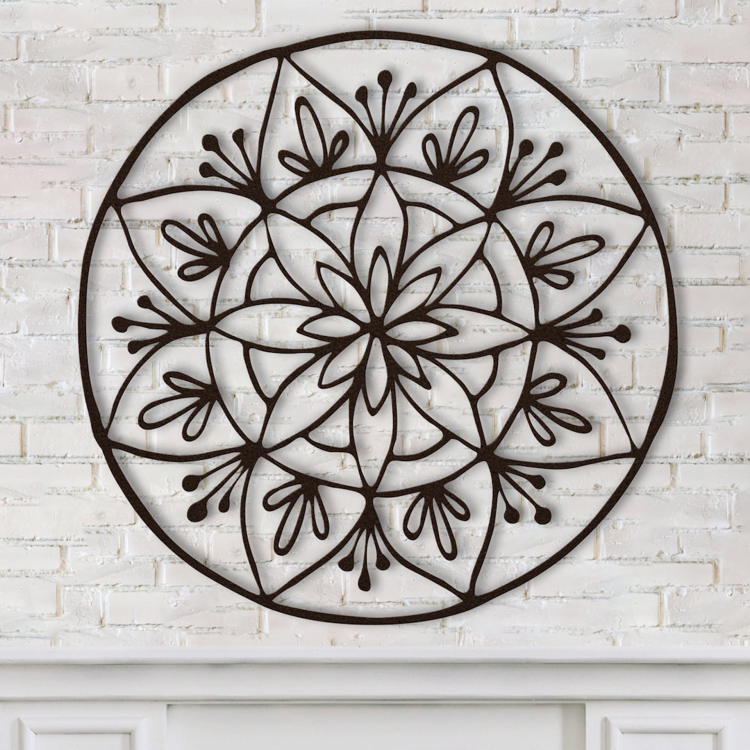 Metal Mandala Wall Art, Indian Floral Wall Hanging, Boho Mehndi Metal ...