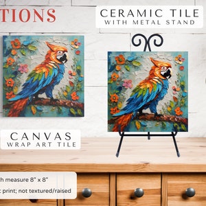 Scarlet Macaw Art Print, Ceramic Tile or Canvas Wall Art, Original Oil ...