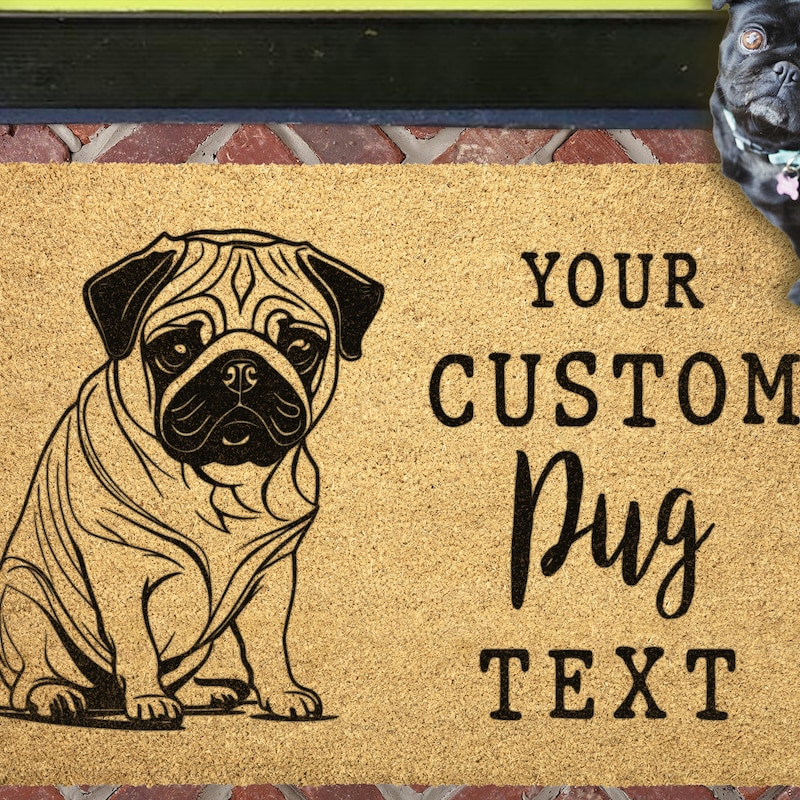 Pug Welcome Mat - Etsy