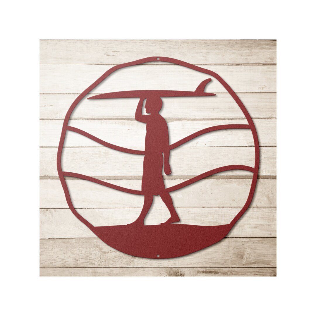 Male Surfer Metal Wall Art, Surf Wall Hanging, Surfing Metal Sign ...