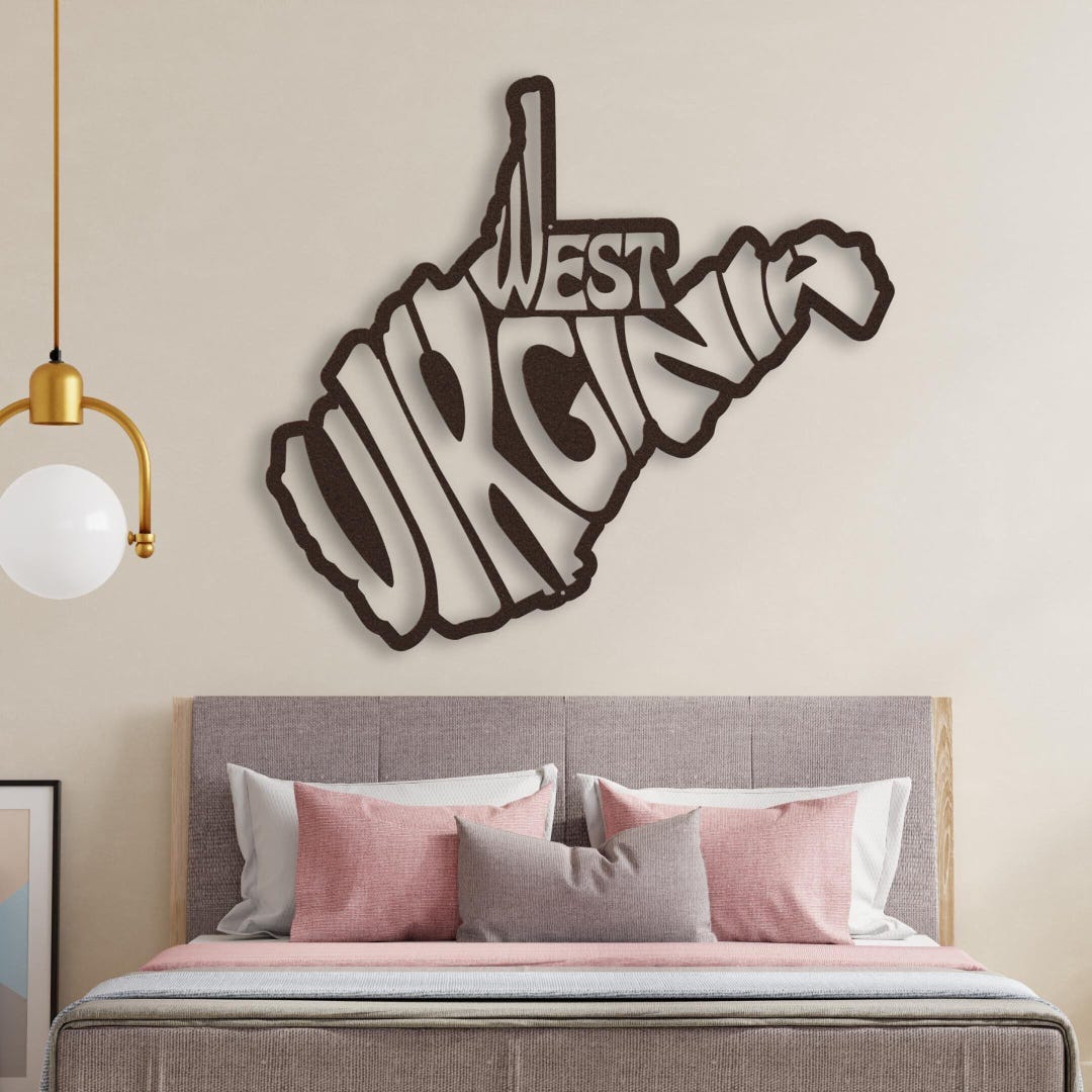 West Virginia Sign Metal Wall Art, West Virginia Outline Retro Font ...