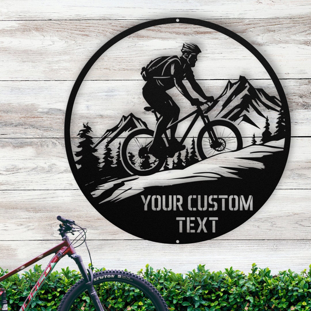 Metal Mountain Bike Wall Art, Custom Mountain Biking Sign, Personalized ...