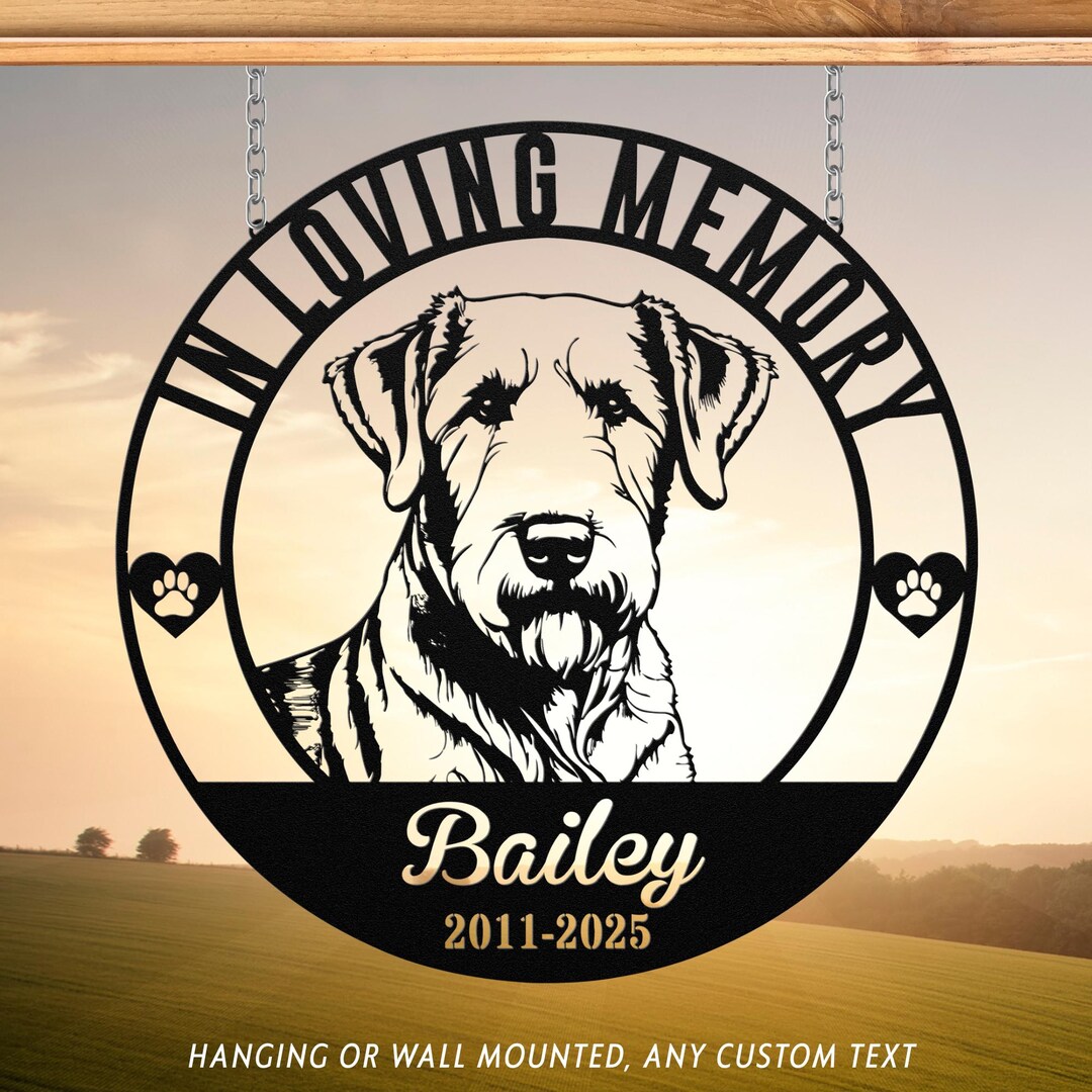 Custom Airedale Terrier Memorial Sign: Personalized Pet Tribute Plaque ...