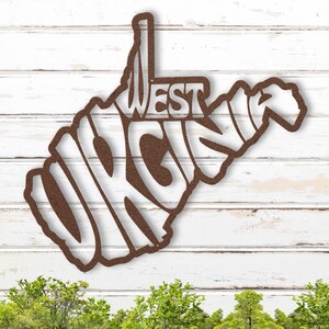 West Virginia Sign Metal Wall Art, West Virginia Outline Retro Font ...