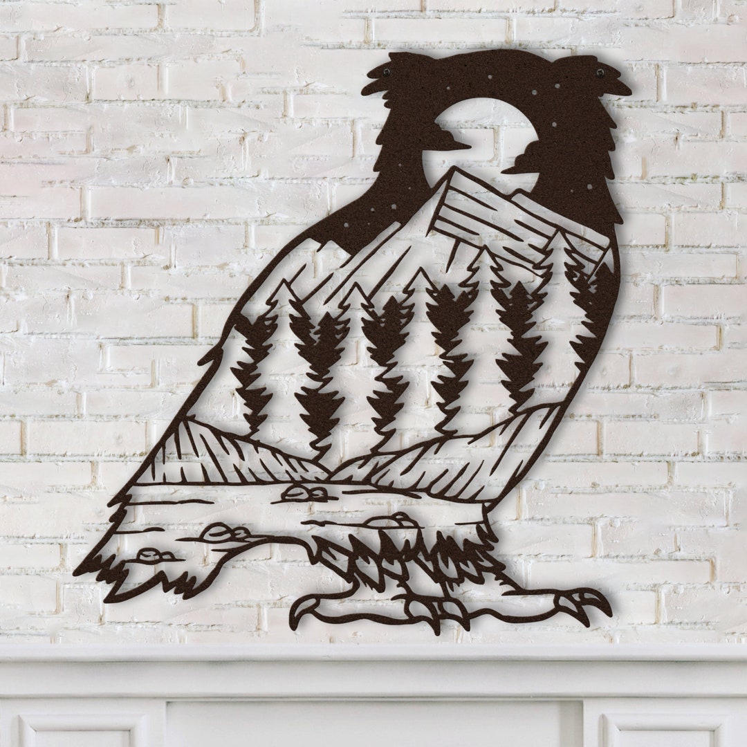 Metal Owl Sign, Metal Owl Sculpture, Owl Gift, Metal Nature Wall Art ...