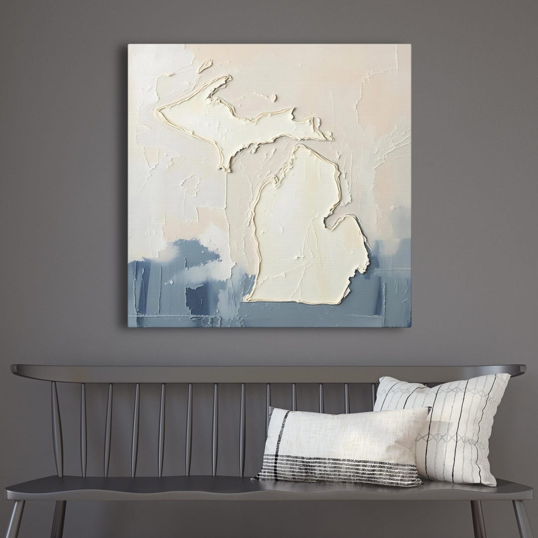 Abstract Michigan State Silhouette Wall Art Print, Modern Abstract ...