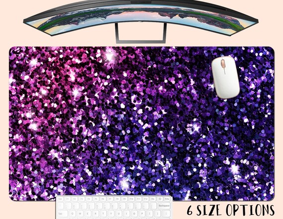 Purple Mouse Pad Glitter Desk Mat Modern Disco Aesthetic | Etsy