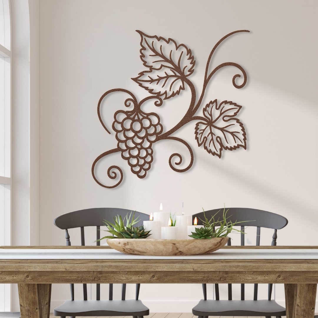 Wine Metal Wall Art, Metal Grapevine Wall Art, Vineyard Grape Vine Wall ...