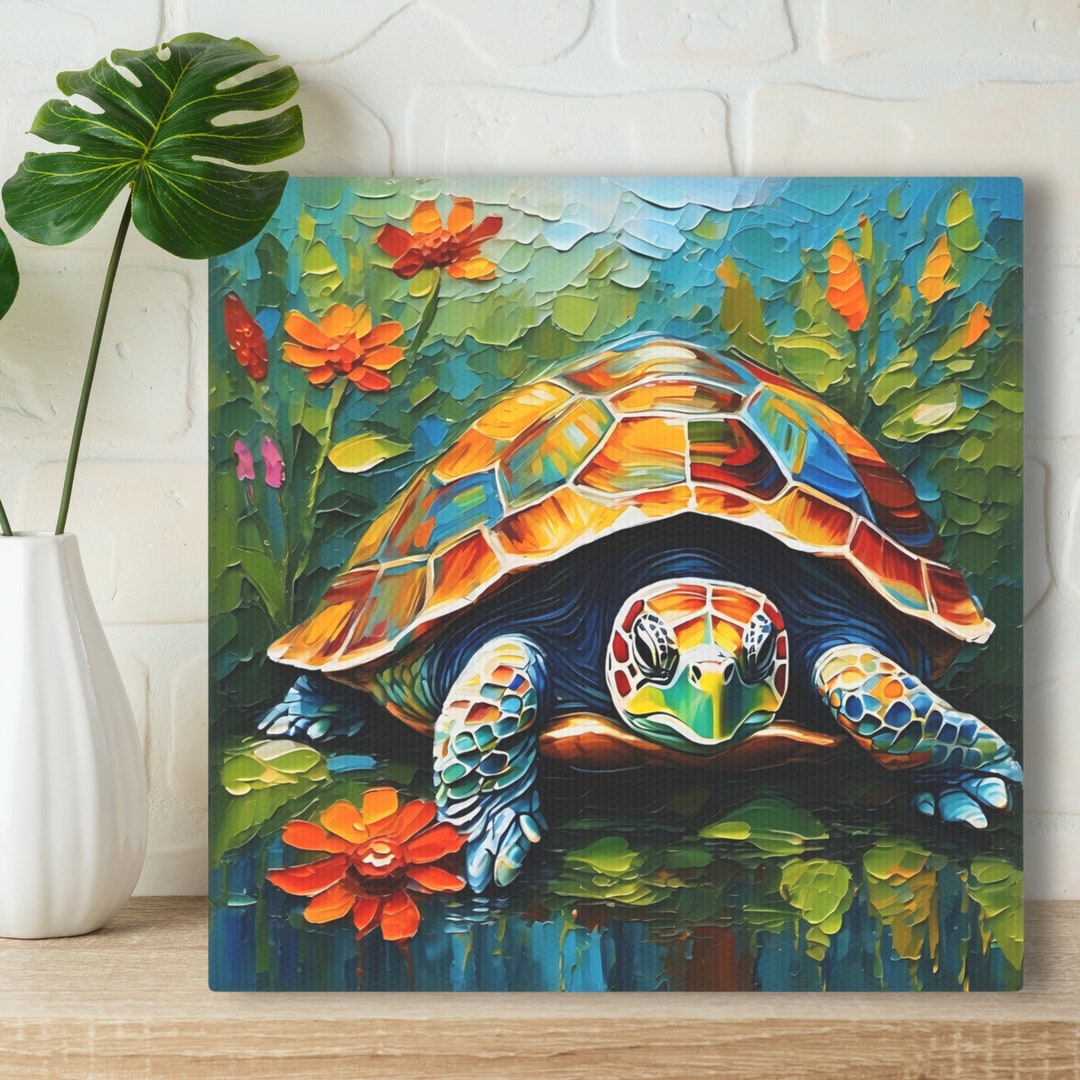 Land Box Turtle Art Print, Ceramic Tile or Canvas Wall Art, Original ...