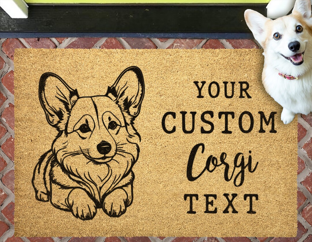 Welsh Corgi Welcome Mat, Funny Dog Custom Doormat, Personalized Large ...