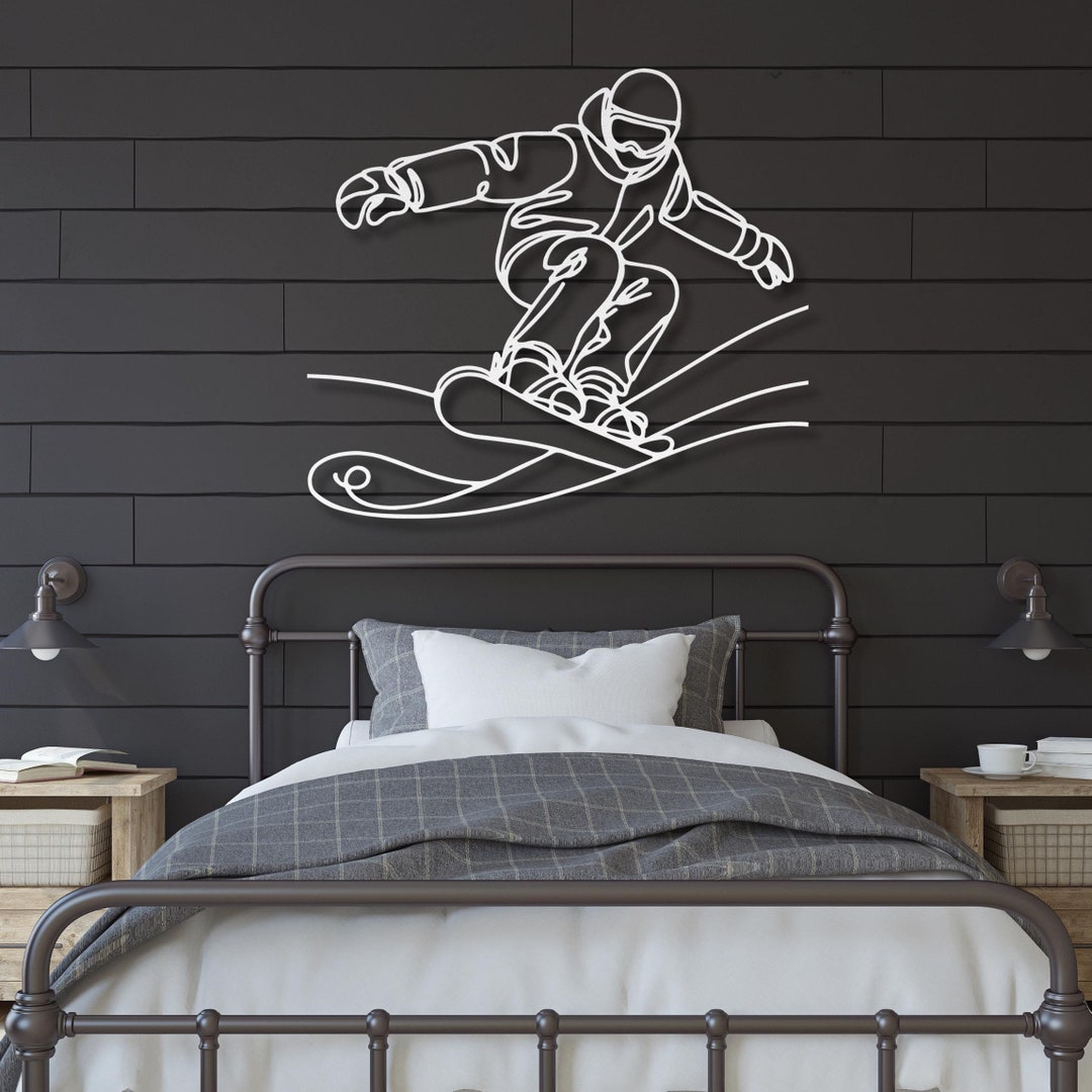 Snowboard Metal Wall Art, Metal Snowboard Sign Wall Hanging, Modern ...