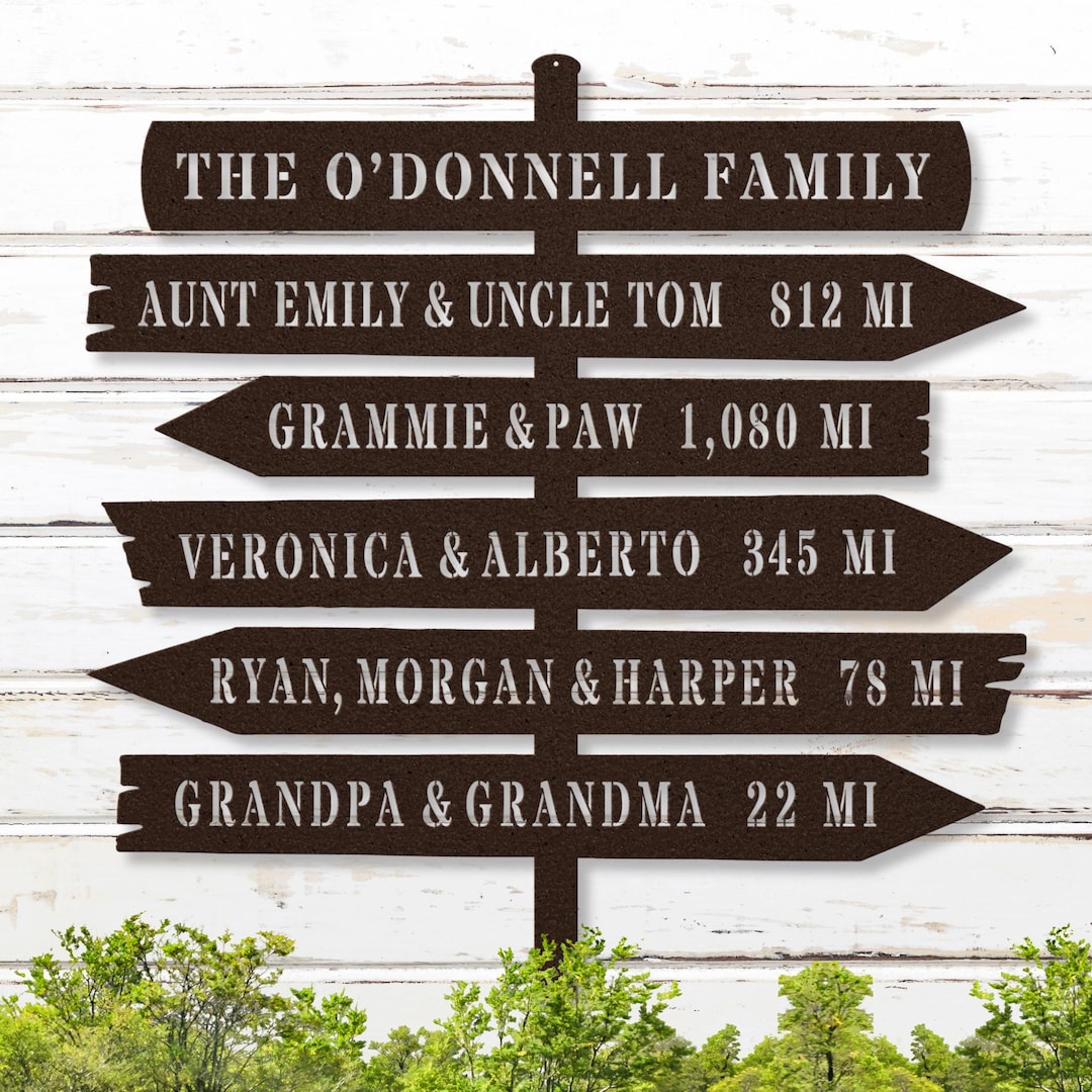 Personalized Family Member Signpost, Metal Custom Signpost, Mileage ...