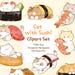 Cat Clipart, Sushi Clipart, Japanese Food Clipart, Kawaii Clipart, Cat ...