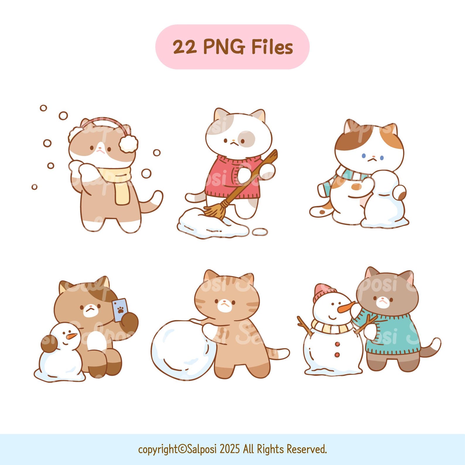 Cat With Winter Snow Clipart, Winter Clipart, Snow Clipart, Snowman ...