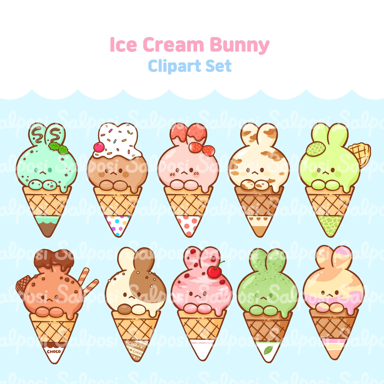 Cute Ice Cream Clipart Ice Cream Clipart Bunny PNG Cute - Etsy