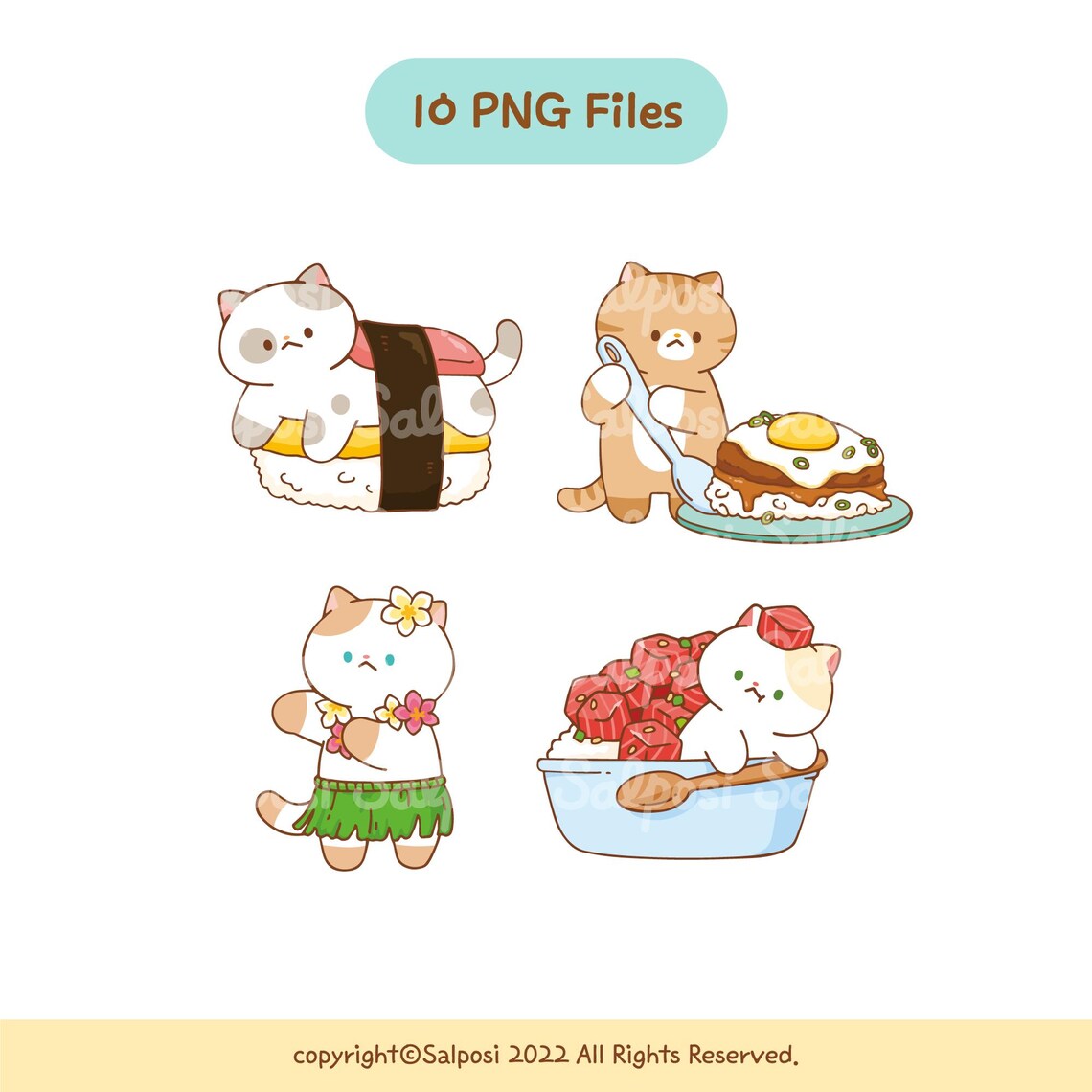 Cat Clipart, Hawaii Clipart, Cat PNG, Kitten Clipart, Cute Cat Clipart ...