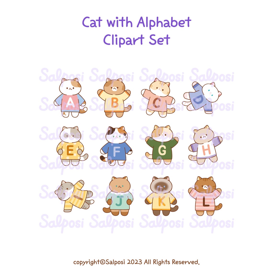 Alphabet Clipart, Alphabet PNG, Cat Clipart, Cat PNG, Animal Alphabet ...