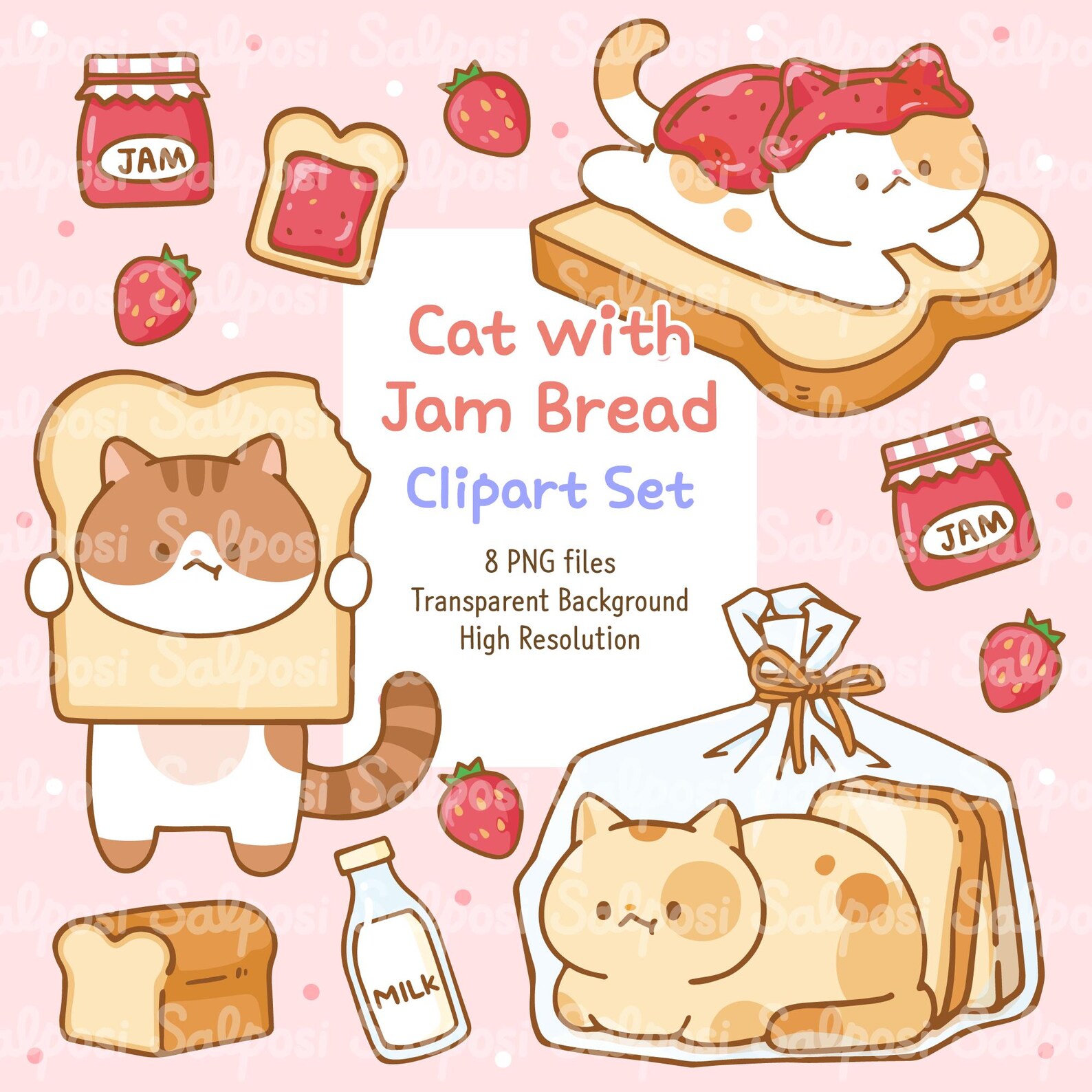 Cat Clipart, Bread Clipart, Cat PNG, Kitten Clipart, Cute Cat Clipart ...