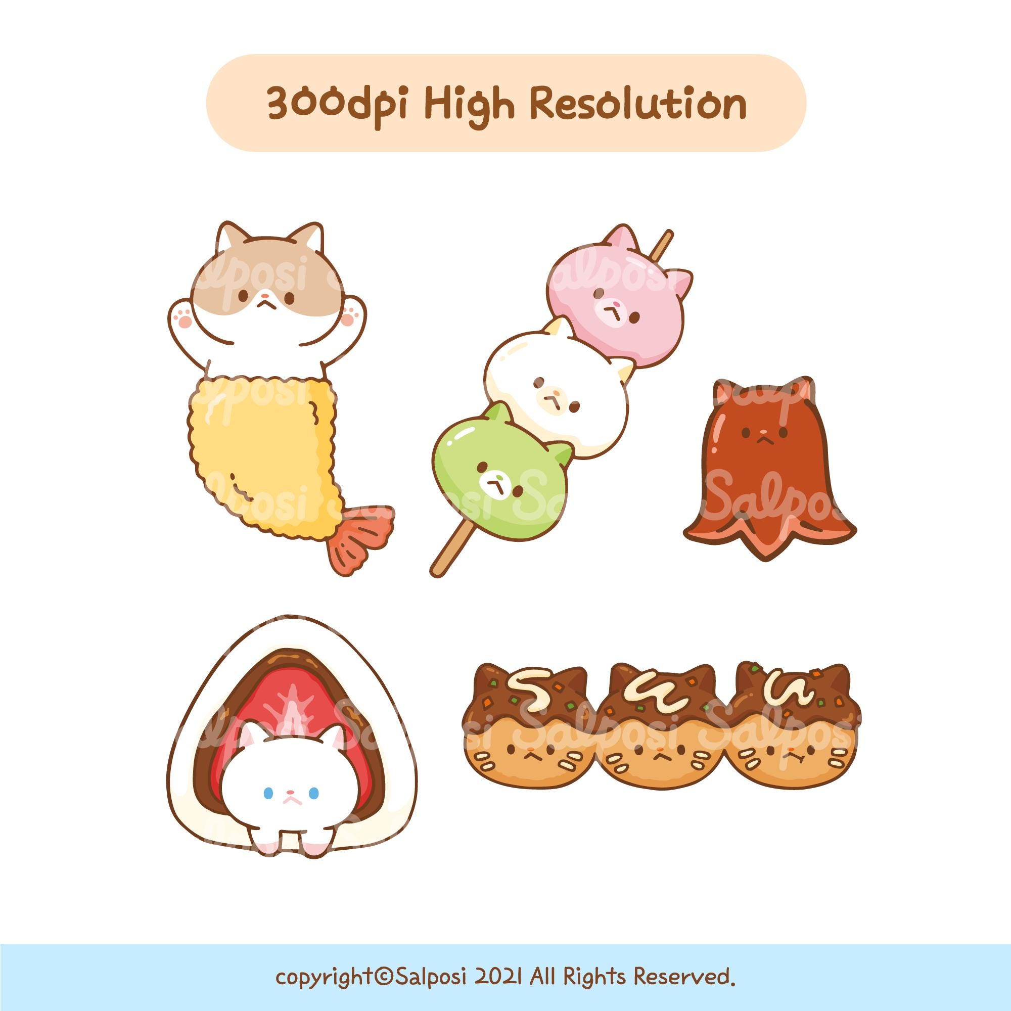 Cat Clipart, Japanese Food Clipart, Cute Cat Clipart, Cat PNG, Kitten ...