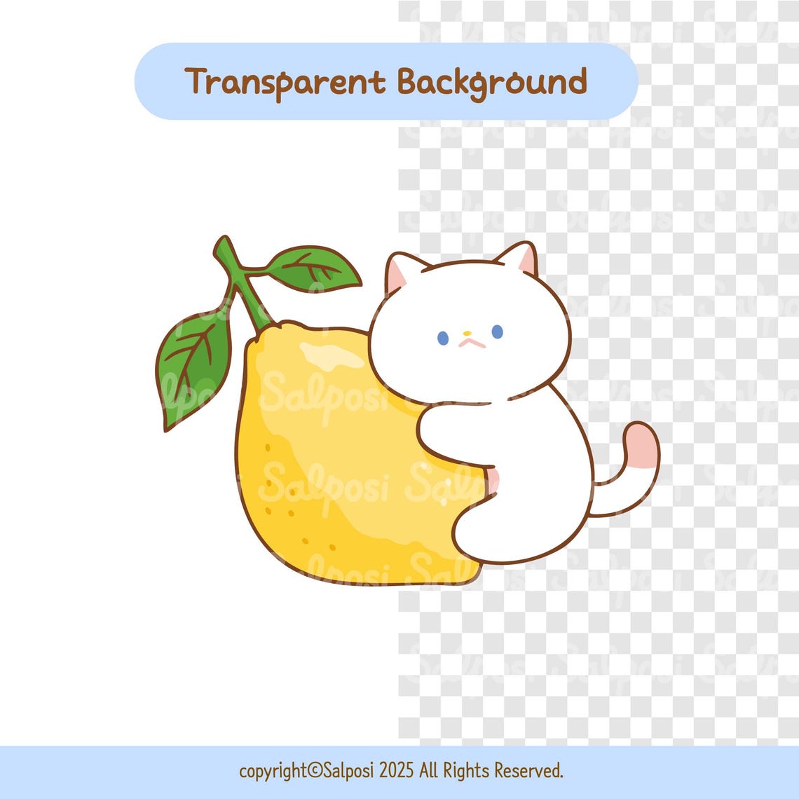 Cat Clipart, Lemon Clipart, Summer Clipart, Kawaii Clipart, Cat PNG ...
