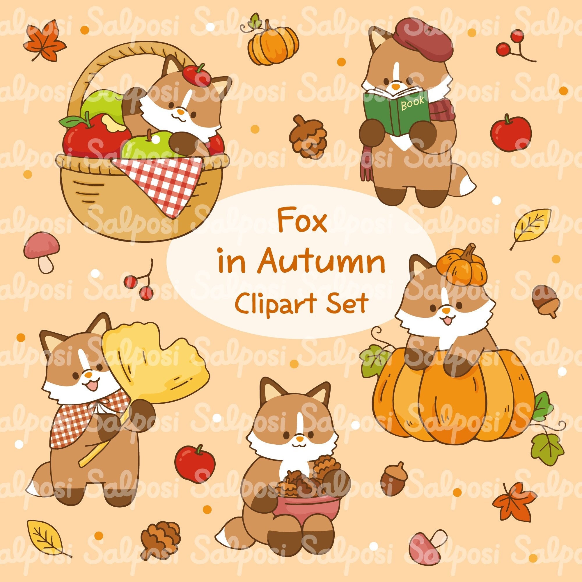 Fox Clipart, Autumn Clipart, Autumn PNG, Thanksgiving Clipart, Cute Fox ...