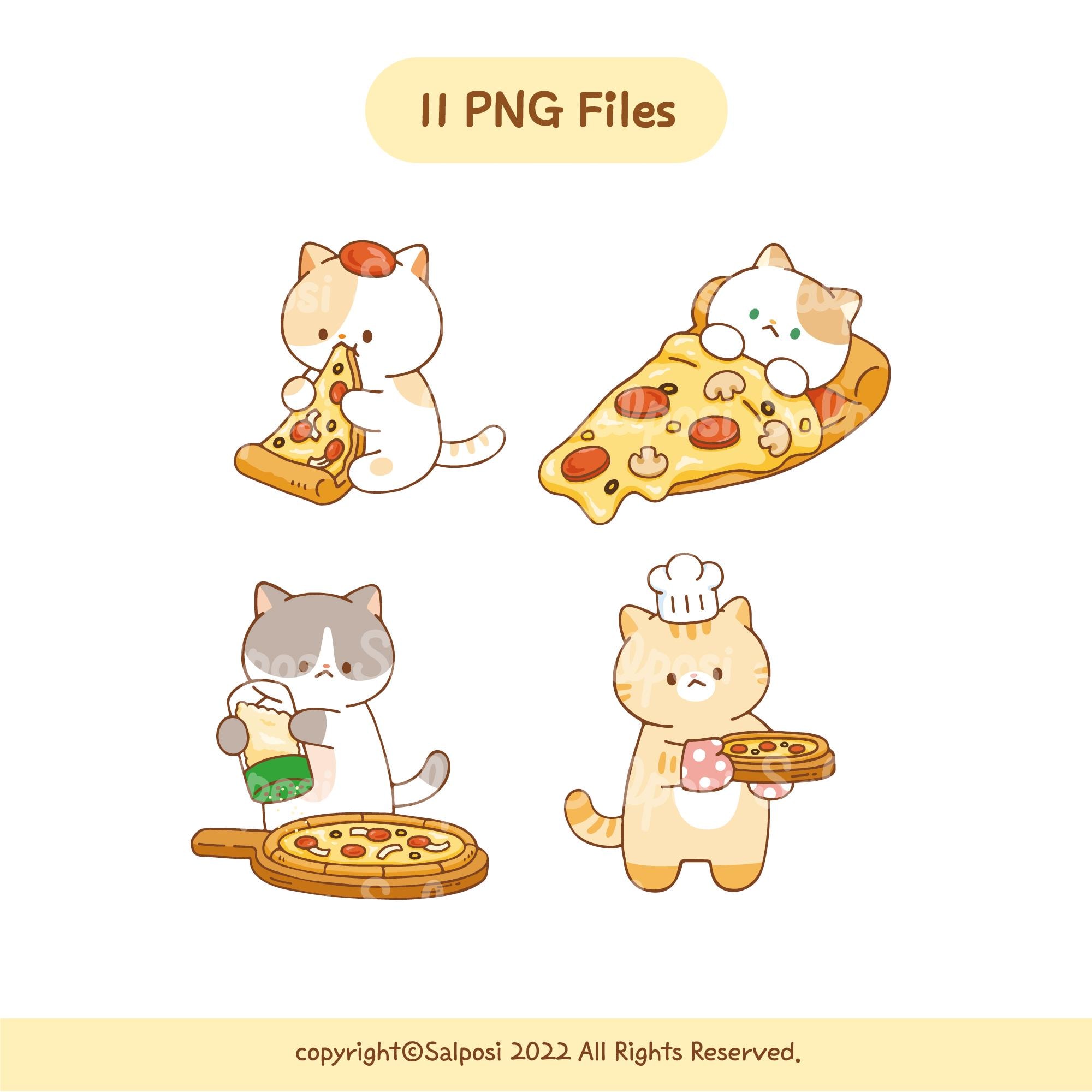 Cat Clipart, Pizza Clipart, Pizza PNG, Cat PNG, Kitten Clipart, Cute ...