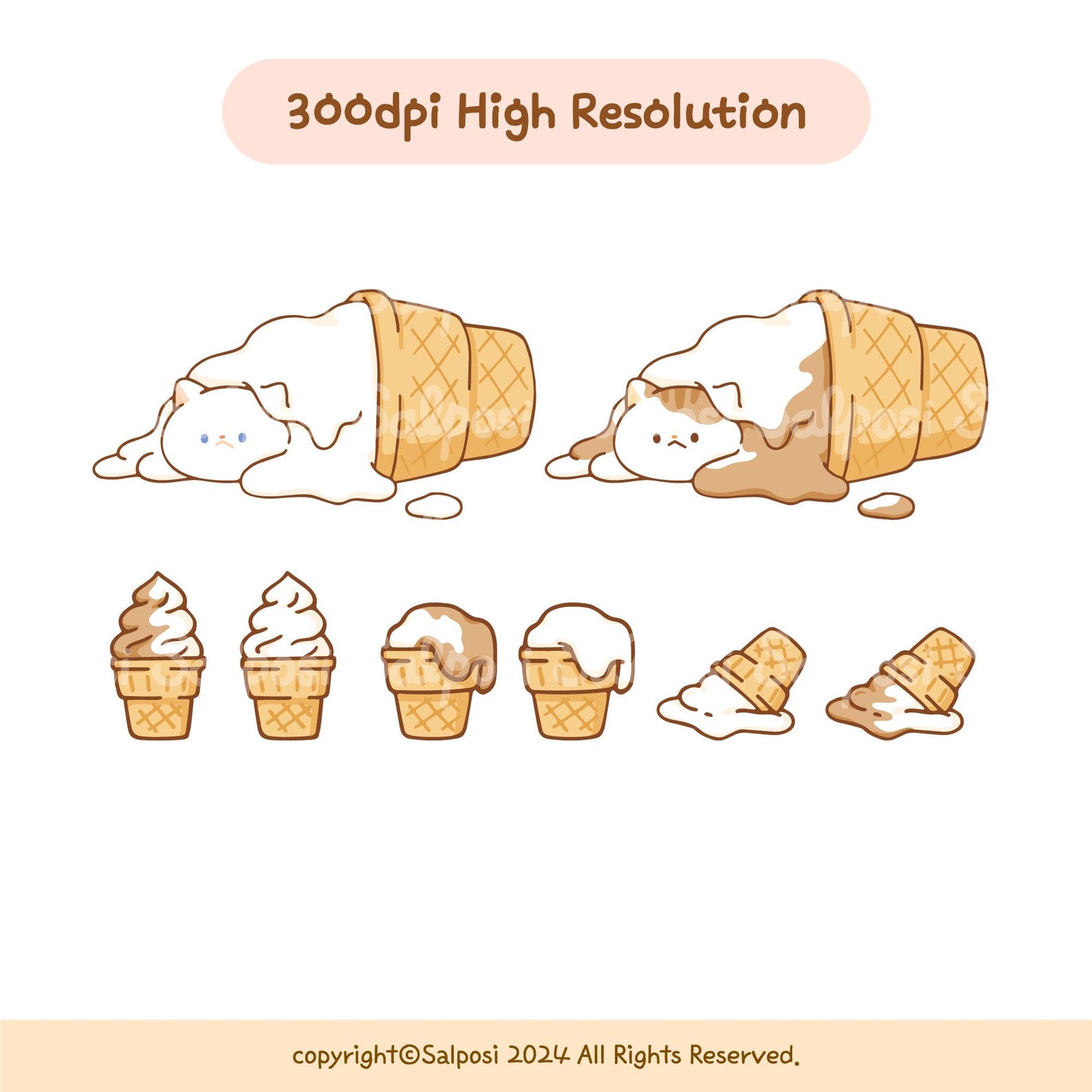 Cat Clipart, Ice Cream Clipart, Soft Serve Cone,dessert Clipart, Cute ...