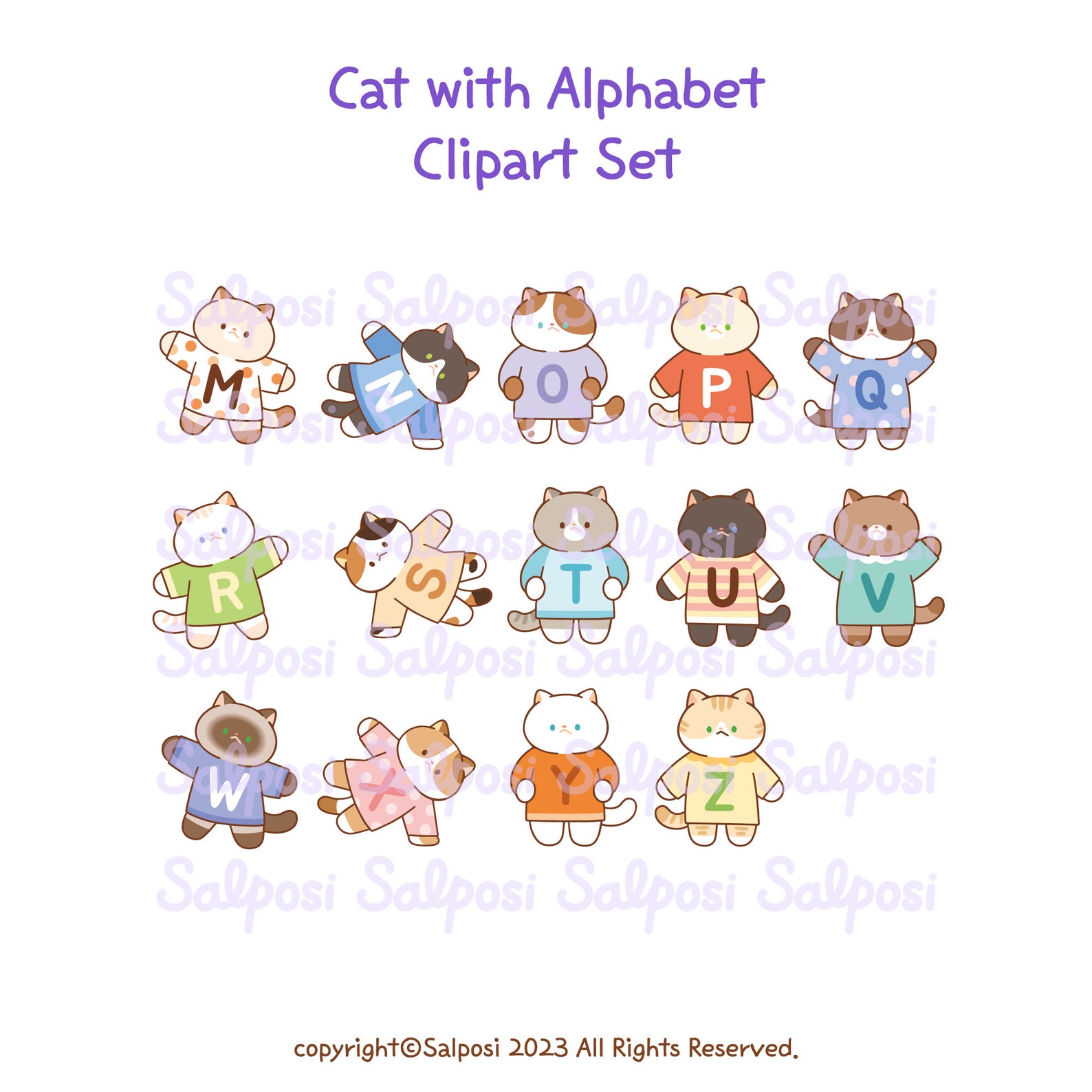 Alphabet Clipart, Alphabet PNG, Cat Clipart, Cat PNG, Animal Alphabet ...