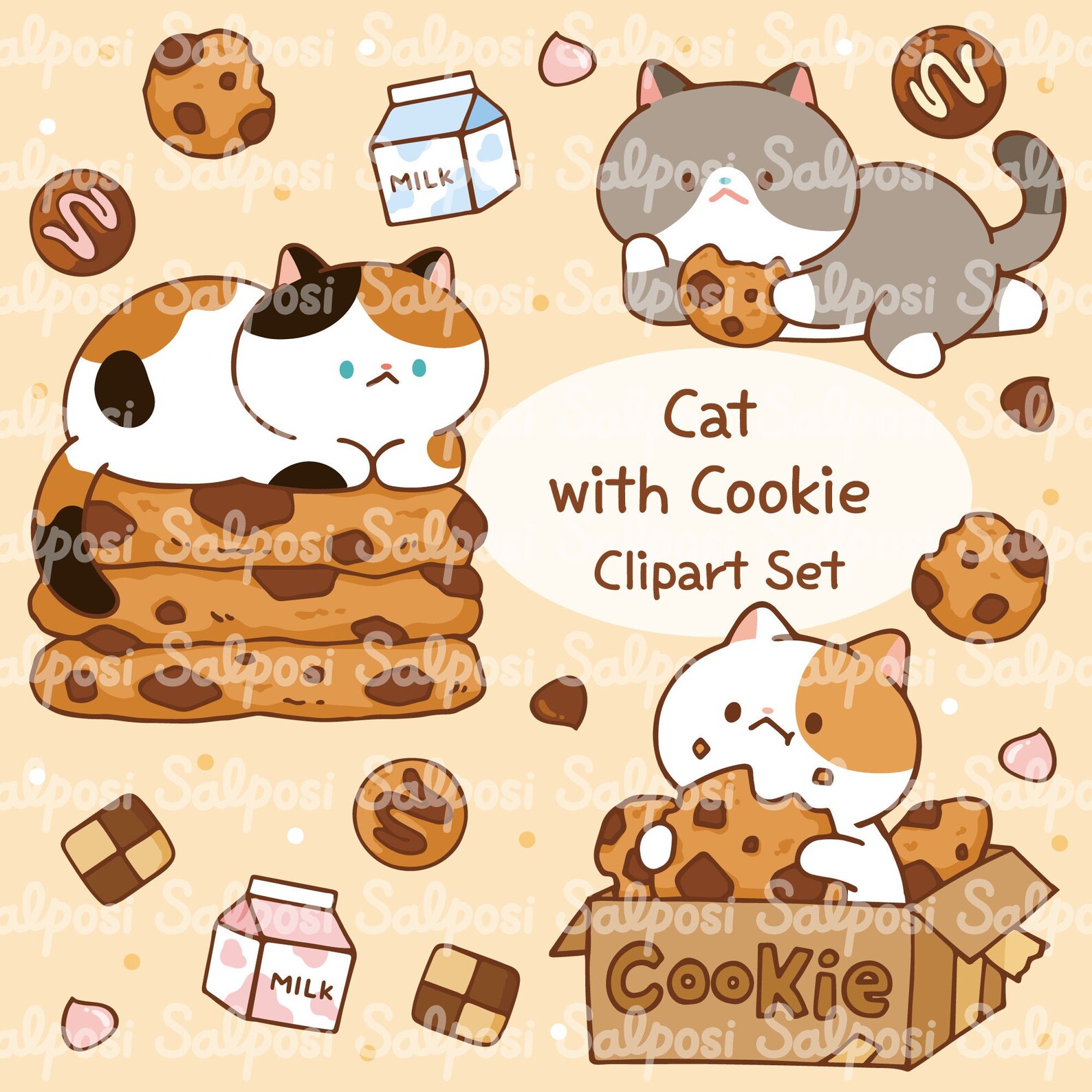 Cat Clipart, Cookie Clipart, Cat PNG, Kitten Clipart, Cute Cat Clipart ...