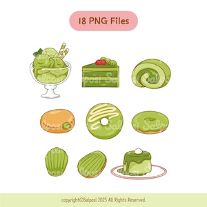 Green Tea Clipart, Matcha Clipart, Green Tea Dessert, Cat PNG, Matcha ...