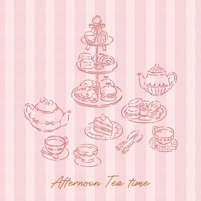 Tea Time Hand Drawn Clipart, Afternoon Tea Doodles, Tea Party, Hand ...