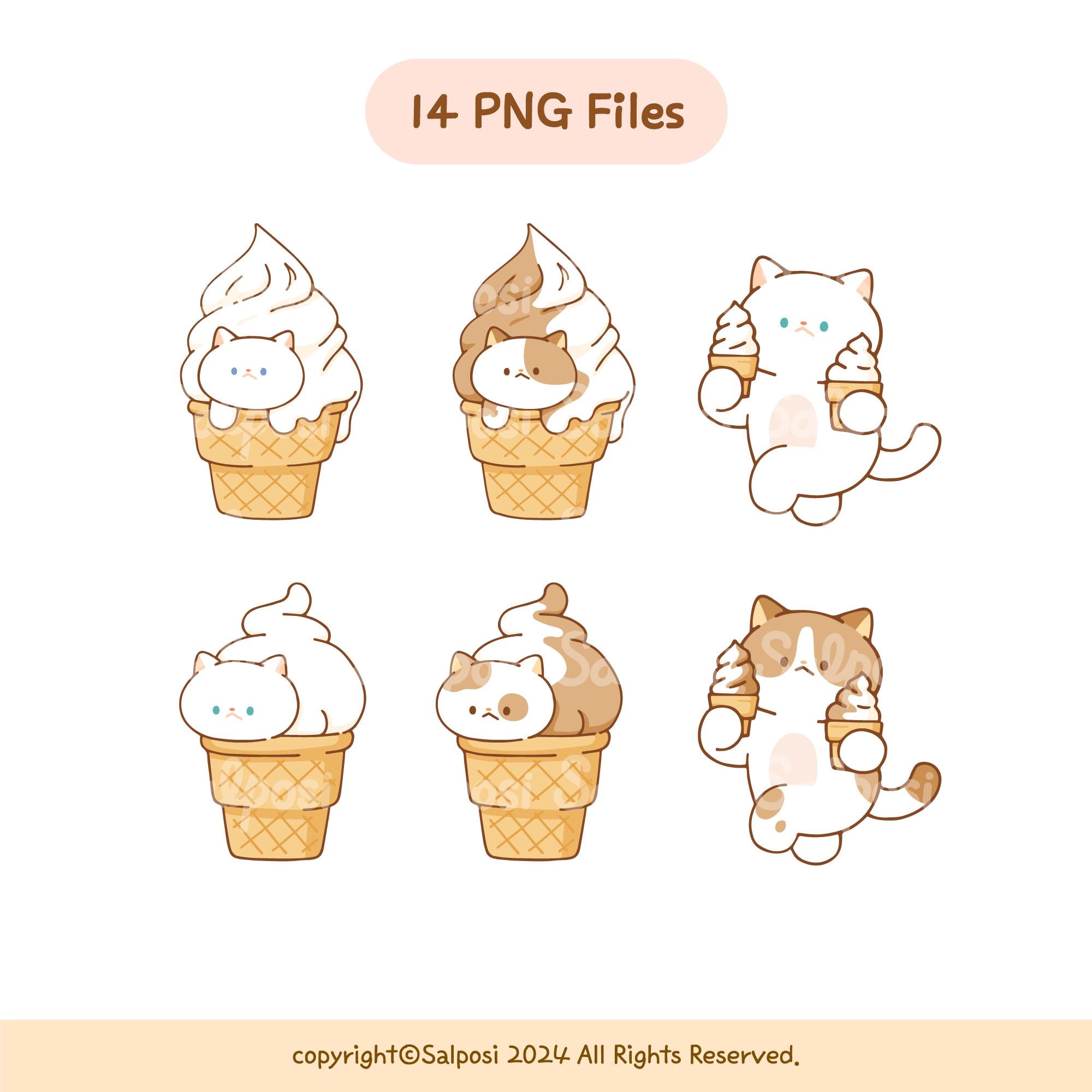 Cat Clipart, Ice Cream Clipart, Soft Serve Cone,dessert Clipart, Cute ...