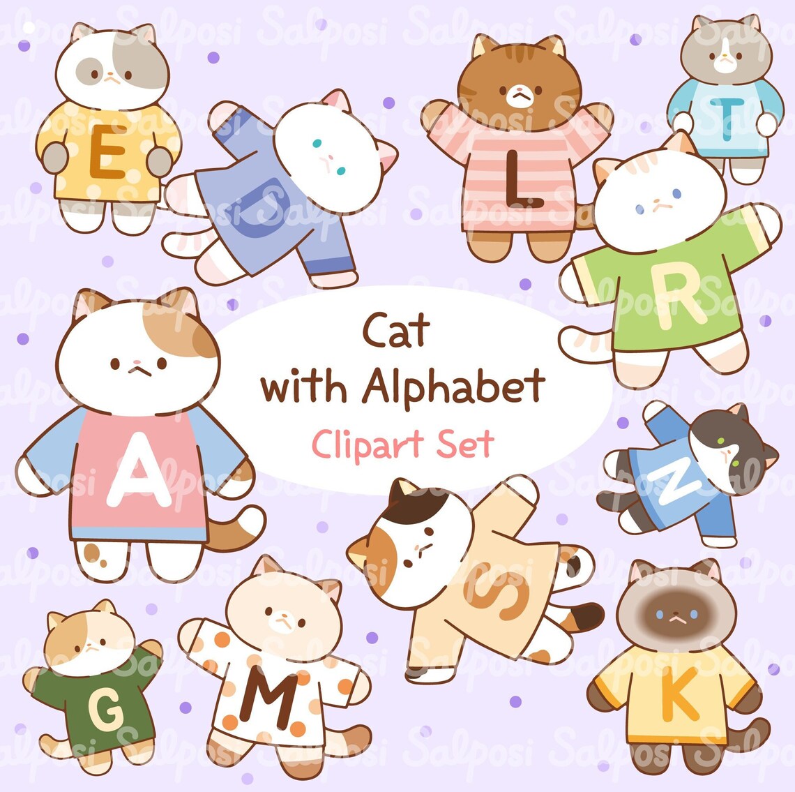 Alphabet Clipart, Alphabet PNG, Cat Clipart, Cat PNG, Animal Alphabet ...