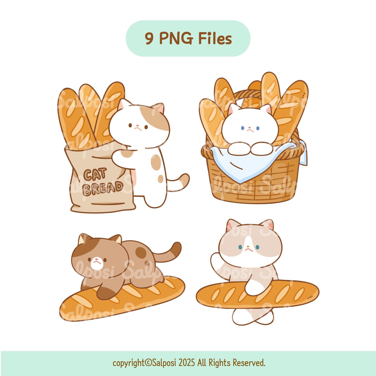Cat Clipart, Bread Clipart, Baguette Clipart, Kitten Clipart, Cat PNG ...