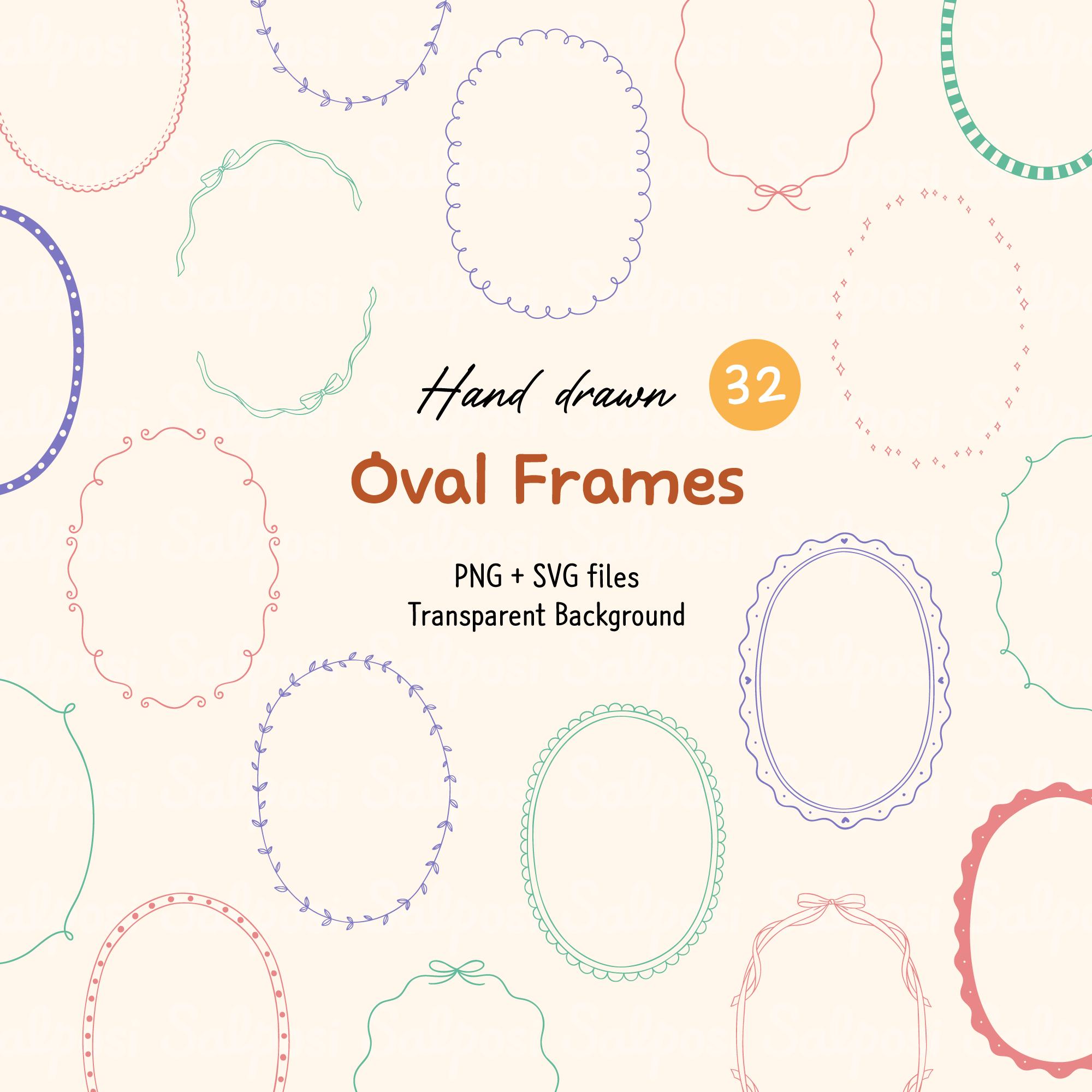 Hand Drawn Oval Frames Clipart, Round Frames Clipart, Whimsical Frames ...