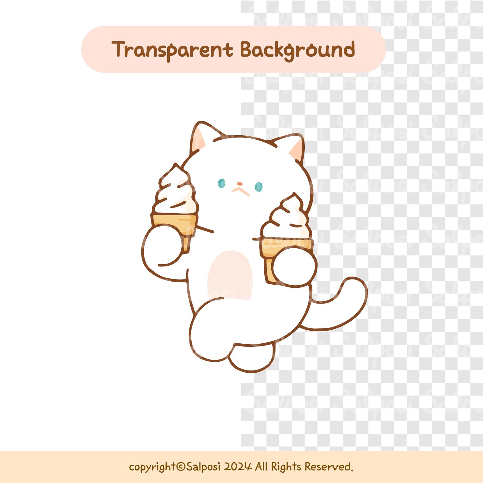 Cat Clipart, Ice Cream Clipart, Soft Serve Cone,dessert Clipart, Cute ...