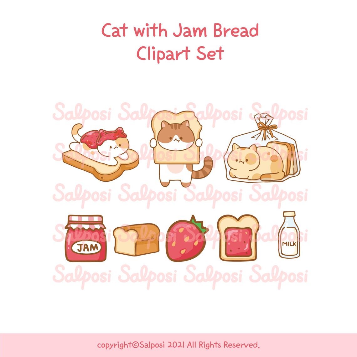 Cat Clipart, Bread Clipart, Cat PNG, Kitten Clipart, Cute Cat Clipart ...