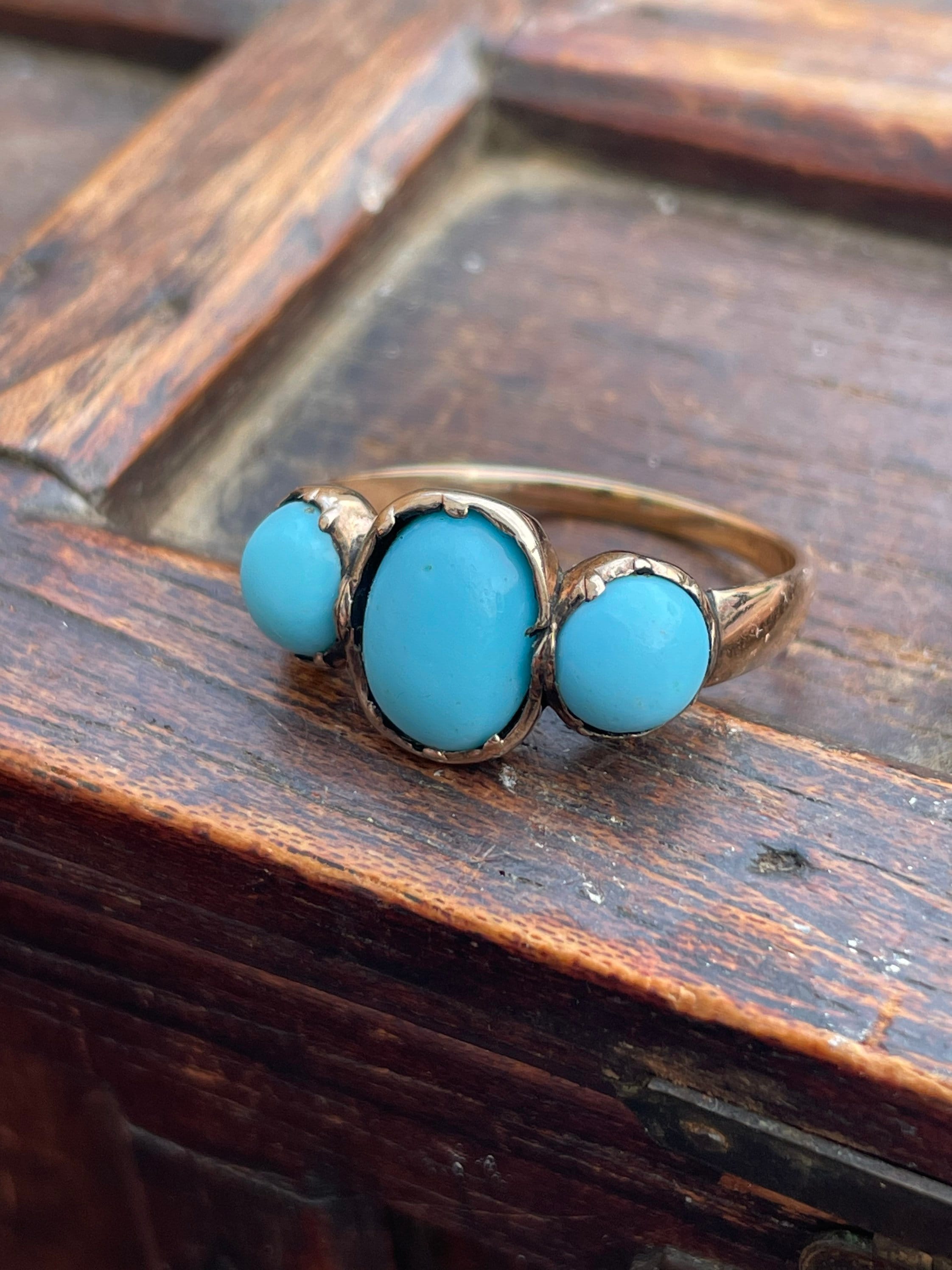 Beautiful Antique Three Stone Turquoise Ring - Etsy
