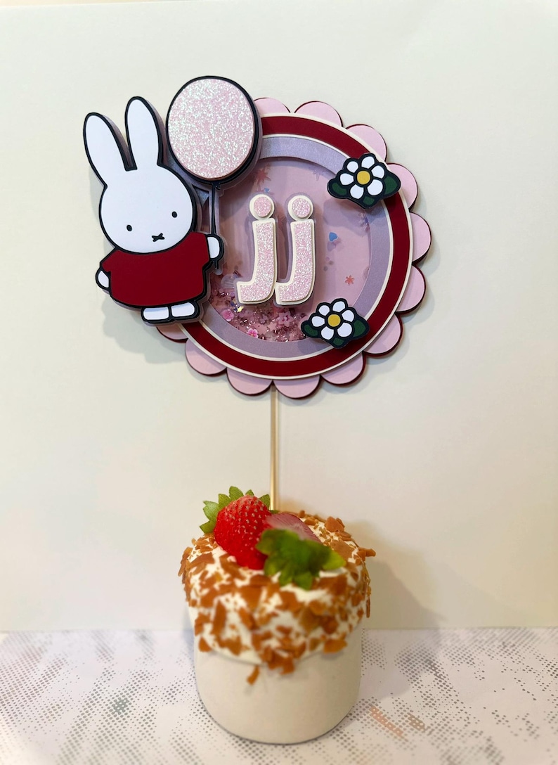 Miffy Birthday Shaker Cake Topper, Girls Birthday Topper, Smash Cake ...