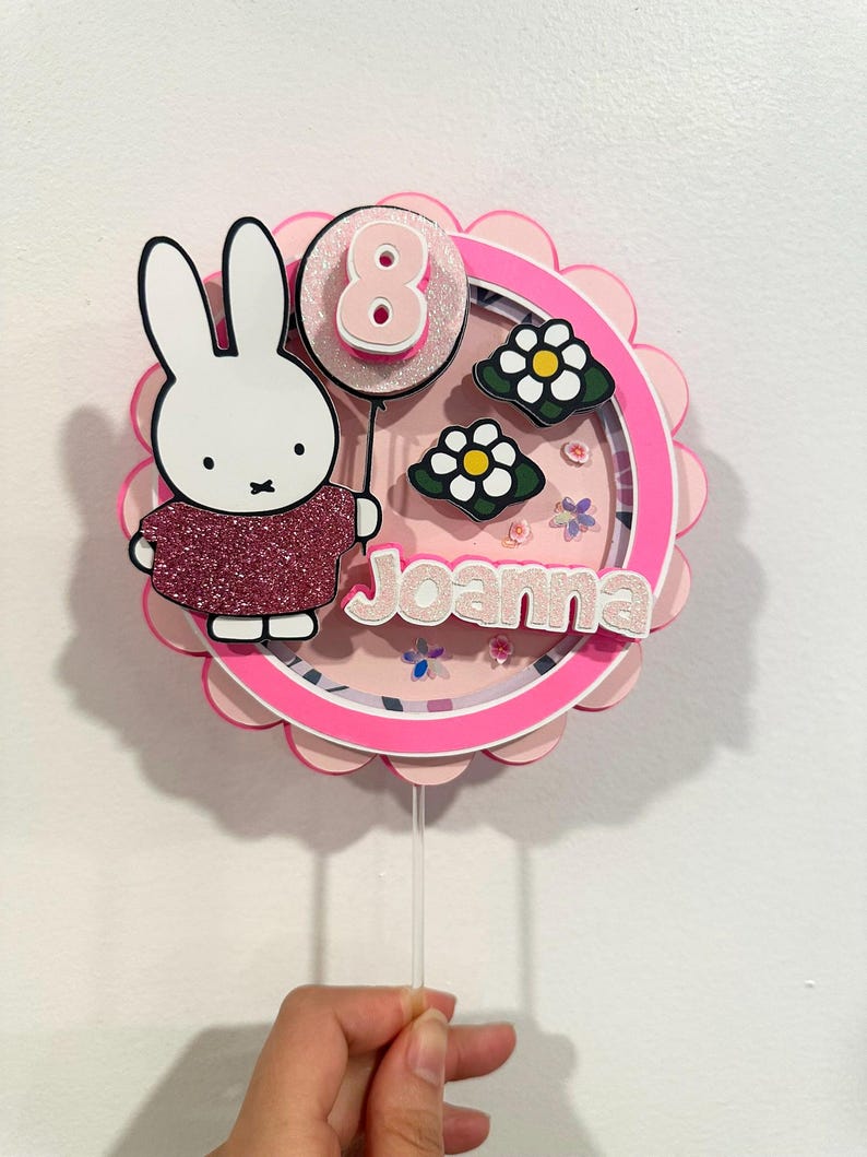 Miffy Birthday Shaker Cake Topper, Girls Birthday Topper, Smash Cake ...