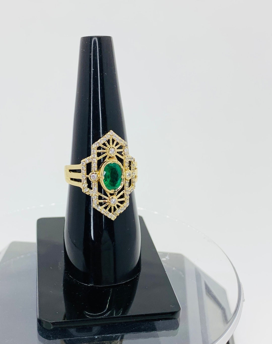 14k Gold Smaragd Ring. Smaragd Ring. Verlobungsring. Geschenk für Mama ...