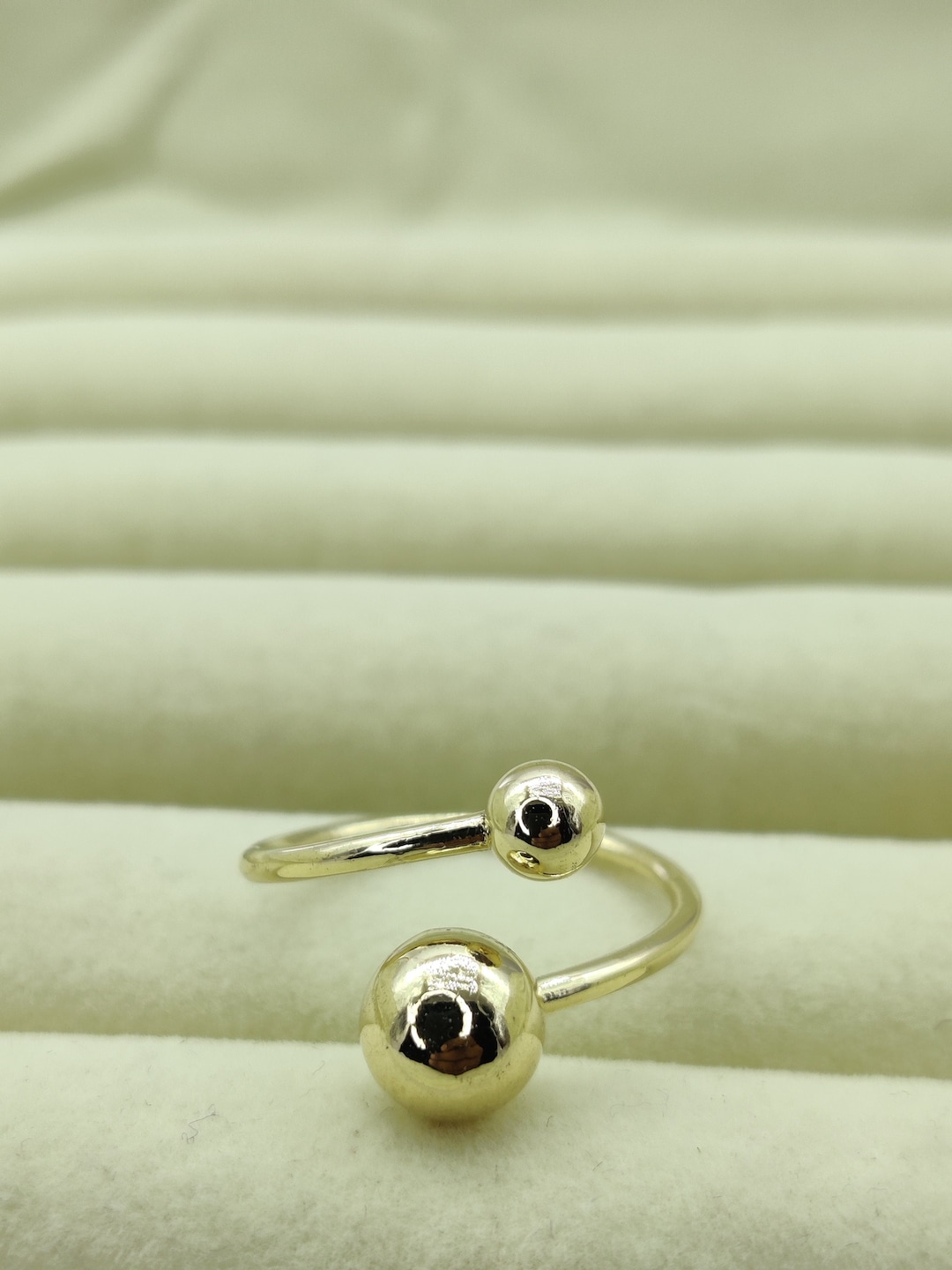 9K Gold Ball Ring, Open Ring for Women, Ball Ring, Geometric Jewelry ...