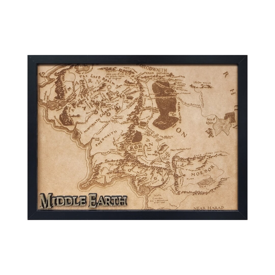 Laser Engraved LOTR Middle Earth Fantasy Map - Etsy
